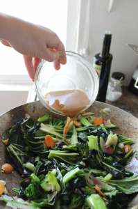 Red Choi Stir Fry with Tofu and Almonds - De Ma CuisineDe Ma Cuisine